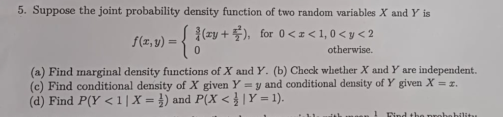 Solved Suppose the joint probability density function of two | Chegg.com
