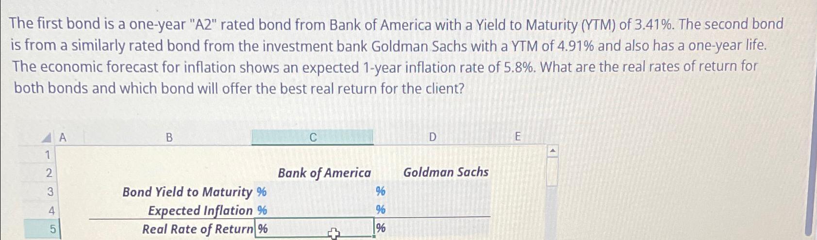 Solved The first bond is a one-year "A2" ﻿rated bond from | Chegg.com
