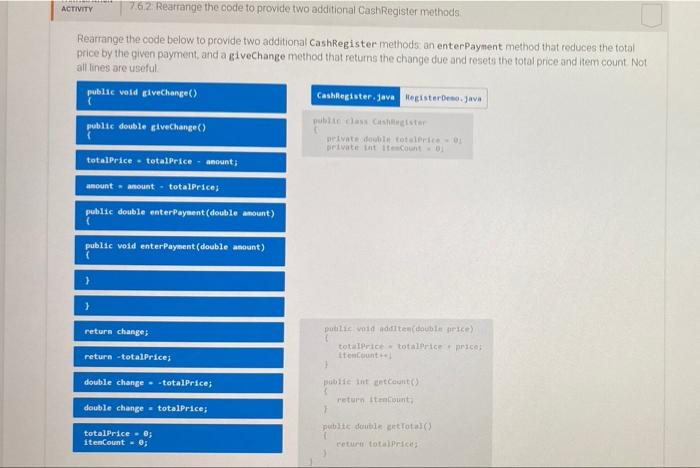Solved ACTIVITY 762 Rearrange the code to provide two | Chegg.com