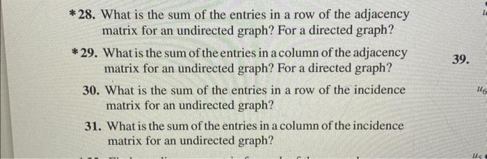 Solved *28. What is the sum of the entries in a row of the | Chegg.com
