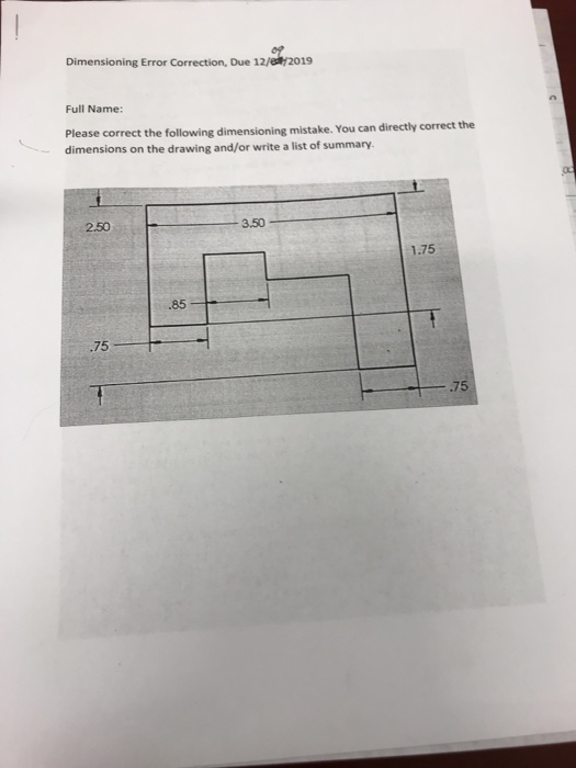 Solved Dimensioning Error Correction, Due 12/et/2019 Full | Chegg.com
