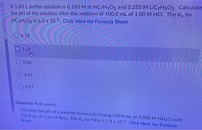 Solved A 1.00 L buffer solution is 0.150 M in HC7H5O2 and | Chegg.com