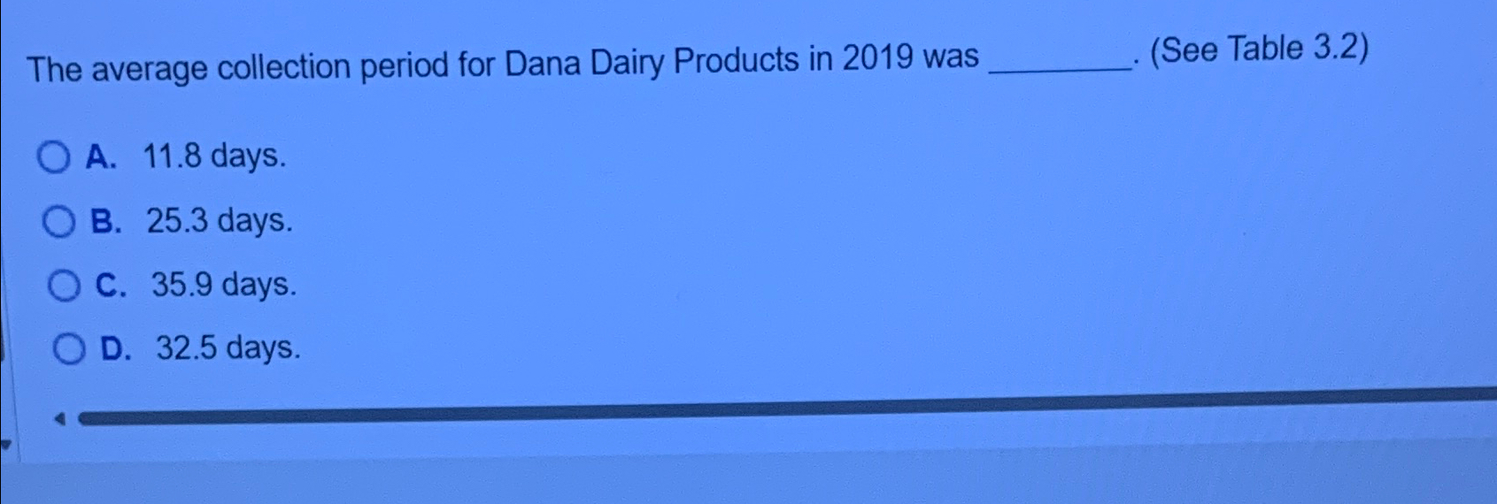 Solved The average collection period for Dana Dairy Products | Chegg.com