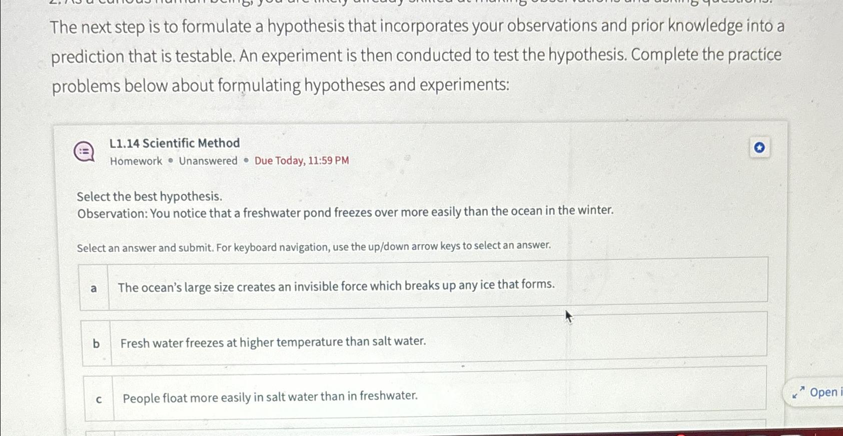 Solved The next step is to formulate a hypothesis that | Chegg.com