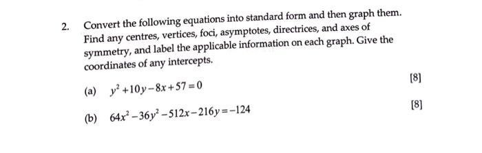 Solved 2. Convert the following equations into standard form | Chegg.com