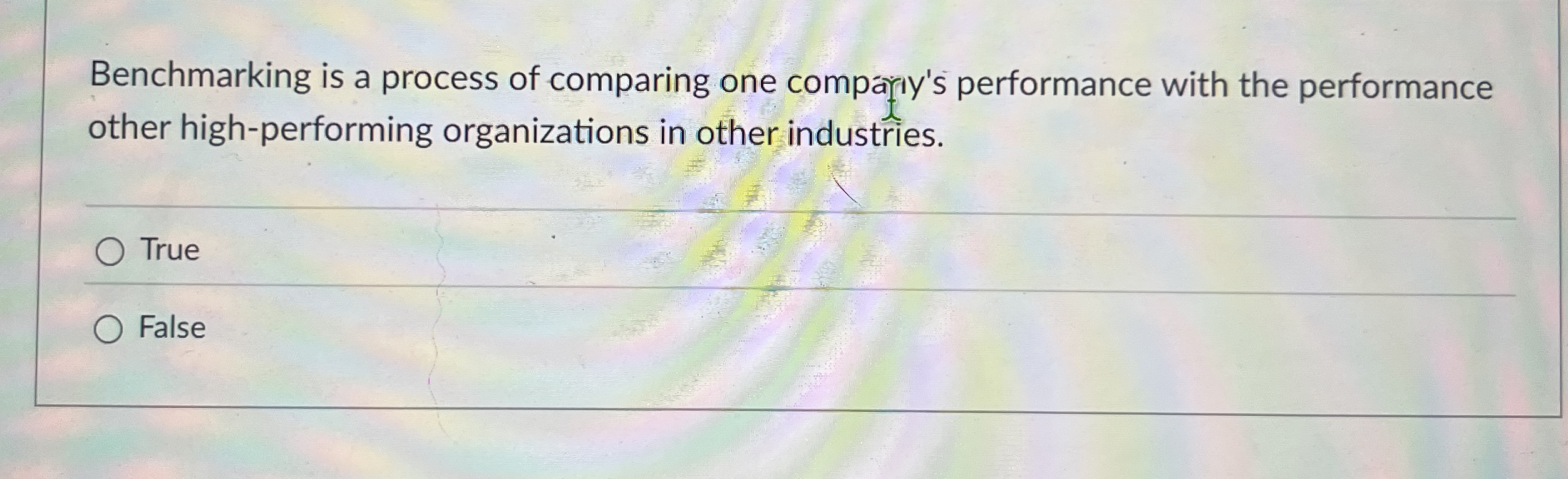 Solved Benchmarking is a process of comparing one compary's | Chegg.com