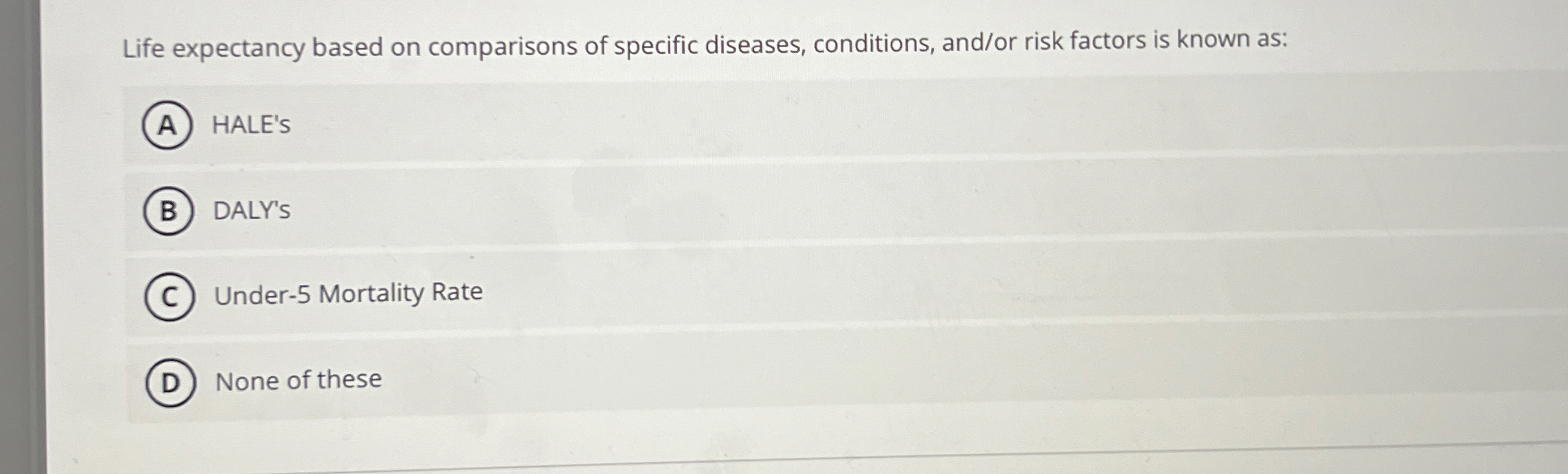 Solved Life expectancy based on comparisons of specific | Chegg.com