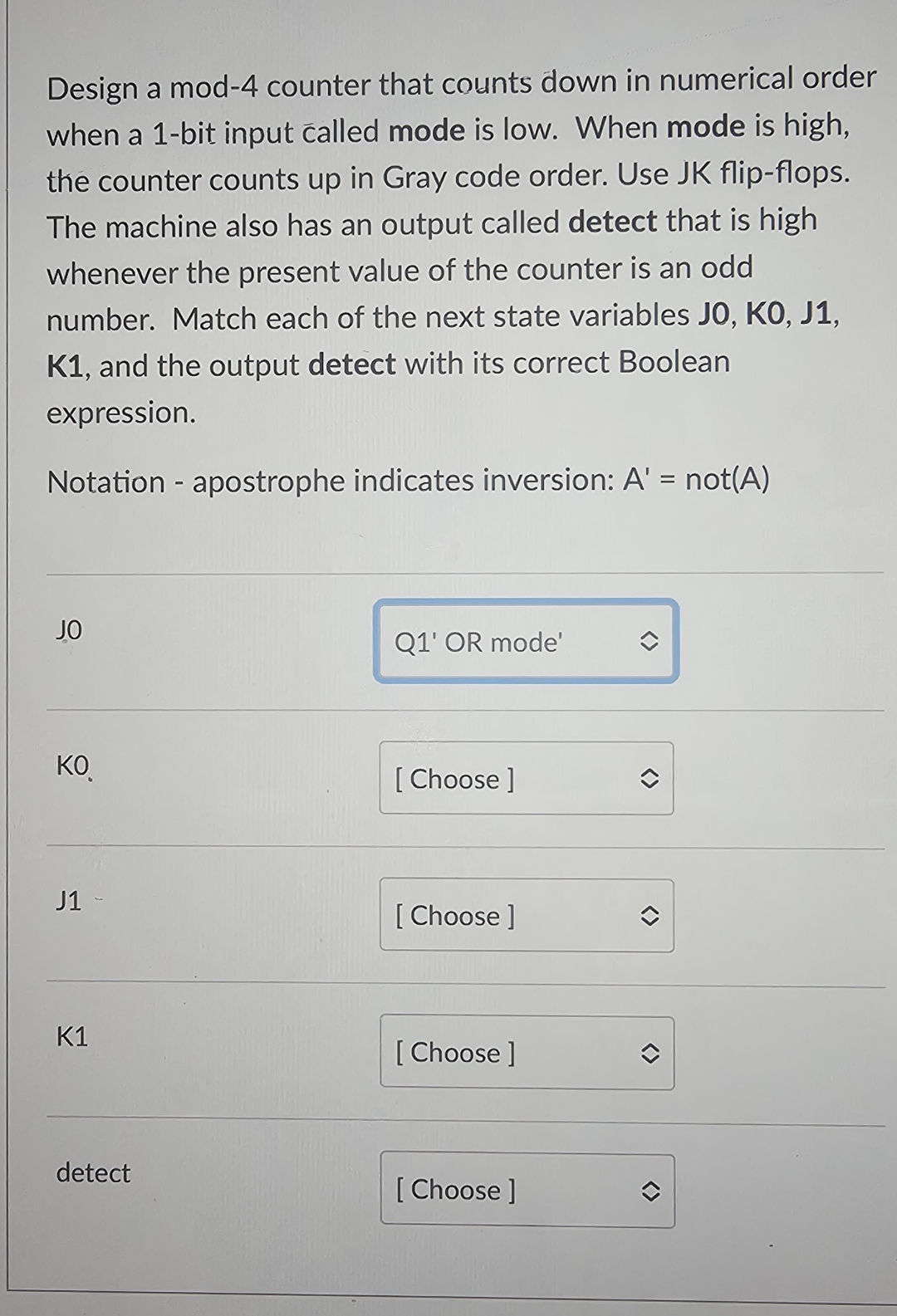 Design a mod-4 ﻿counter that counts down in numerical | Chegg.com