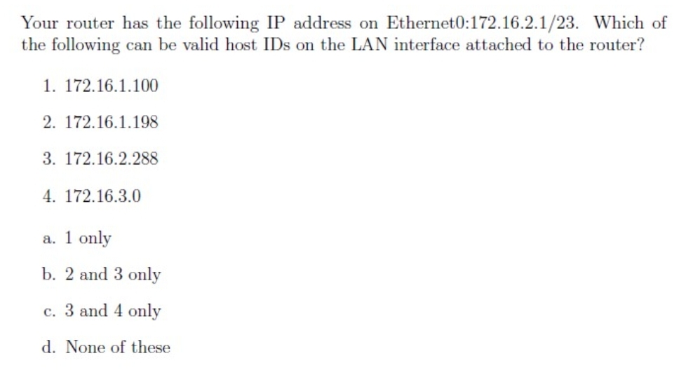 Solved Your router has the following IP address on | Chegg.com