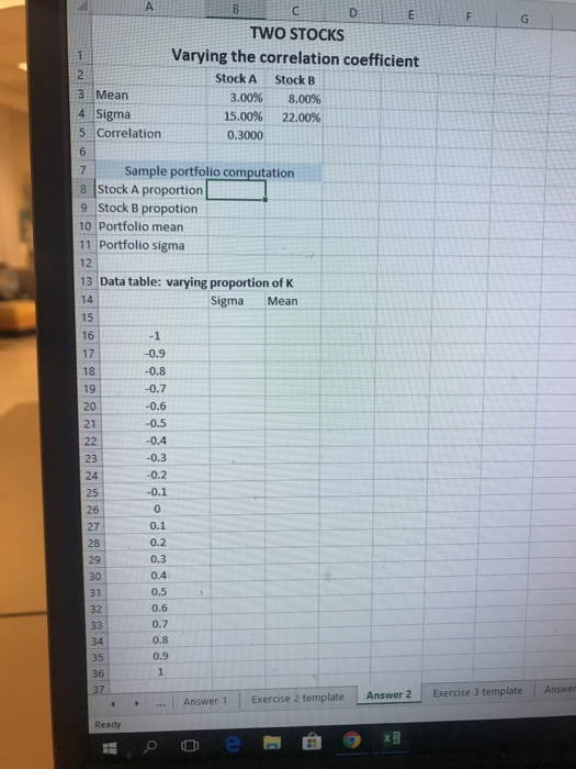 TWO STOCKS Varying the correlation coefficient Stock | Chegg.com