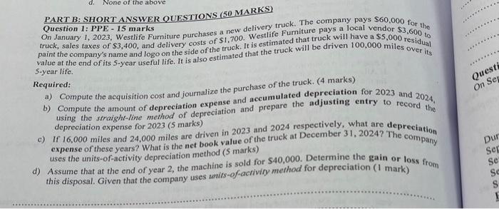 Solved PART B: SHORT ANSWER OUESTIONS (50 MARKS) Question 1: | Chegg.com