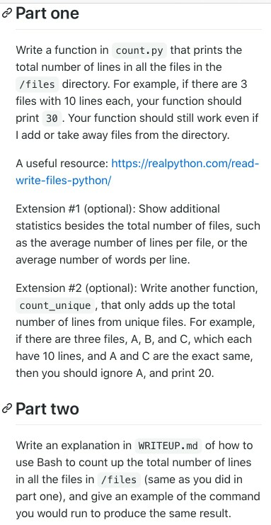 Solved Part one Write a function in count.py that prints the | Chegg.com