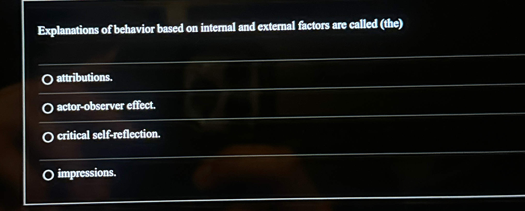 Solved Explanations of behavior based on internal and | Chegg.com