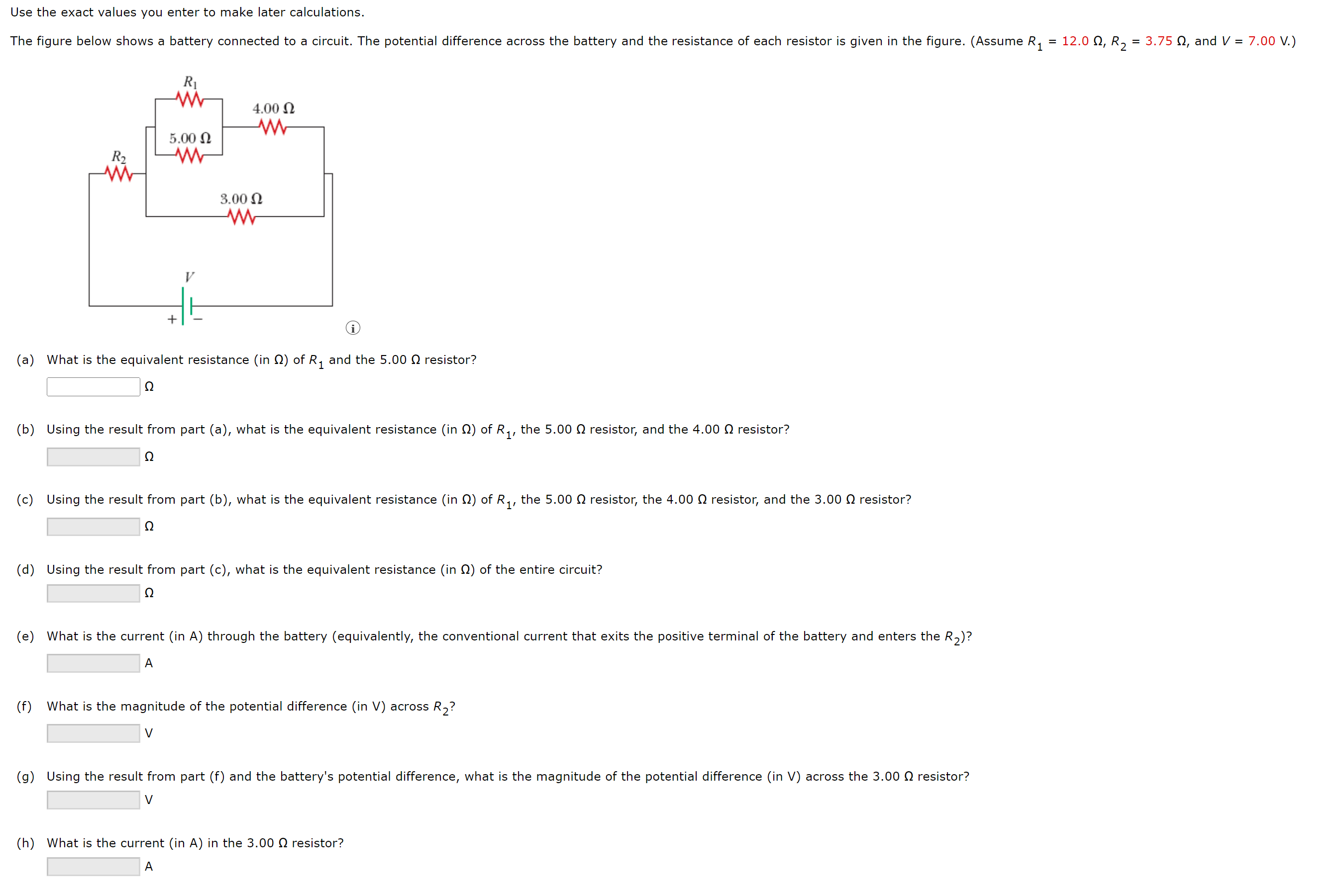 Solved Use the exact values you enter to make later | Chegg.com