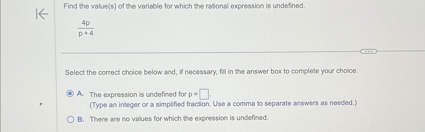 Solved Find the value(s) ﻿of the variable for which the | Chegg.com