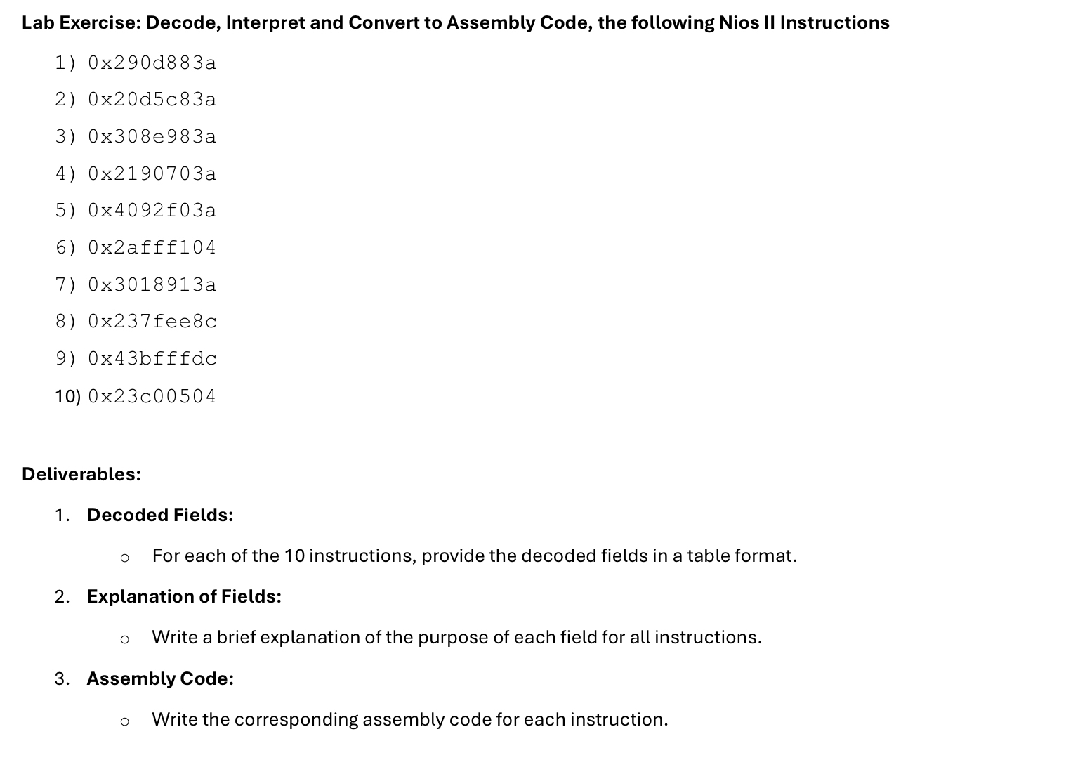 Solved Lab Exercise: Decode, Interpret and Convert to | Chegg.com