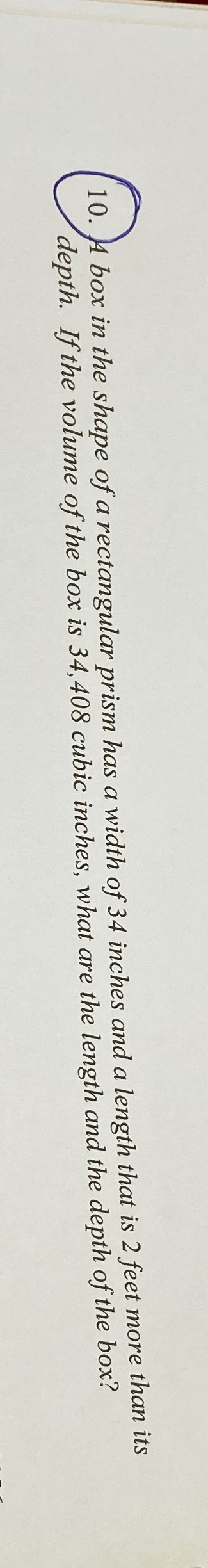 Solved A box in the shape of a rectangular prism has a width | Chegg.com