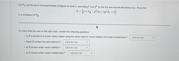 Solved L.et R n be the set of real polynomials of degree at | Chegg.com