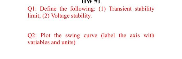 Solved Q1: Define the following: (1) Transient stability | Chegg.com