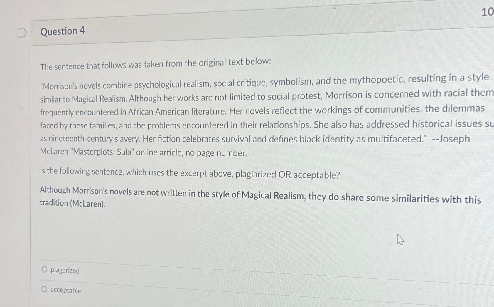 Solved Question 4The sentence that follows was taken from | Chegg.com