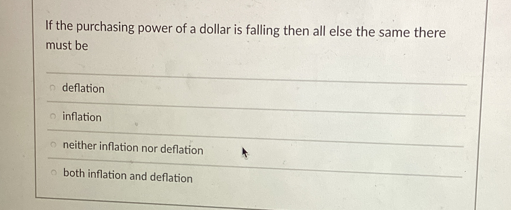 Solved If the purchasing power of a dollar is falling then | Chegg.com