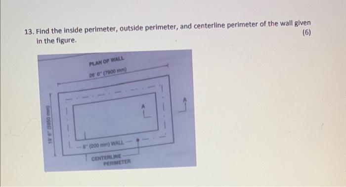 Solved 13. Find the inside perimeter, outside perimeter, and | Chegg.com