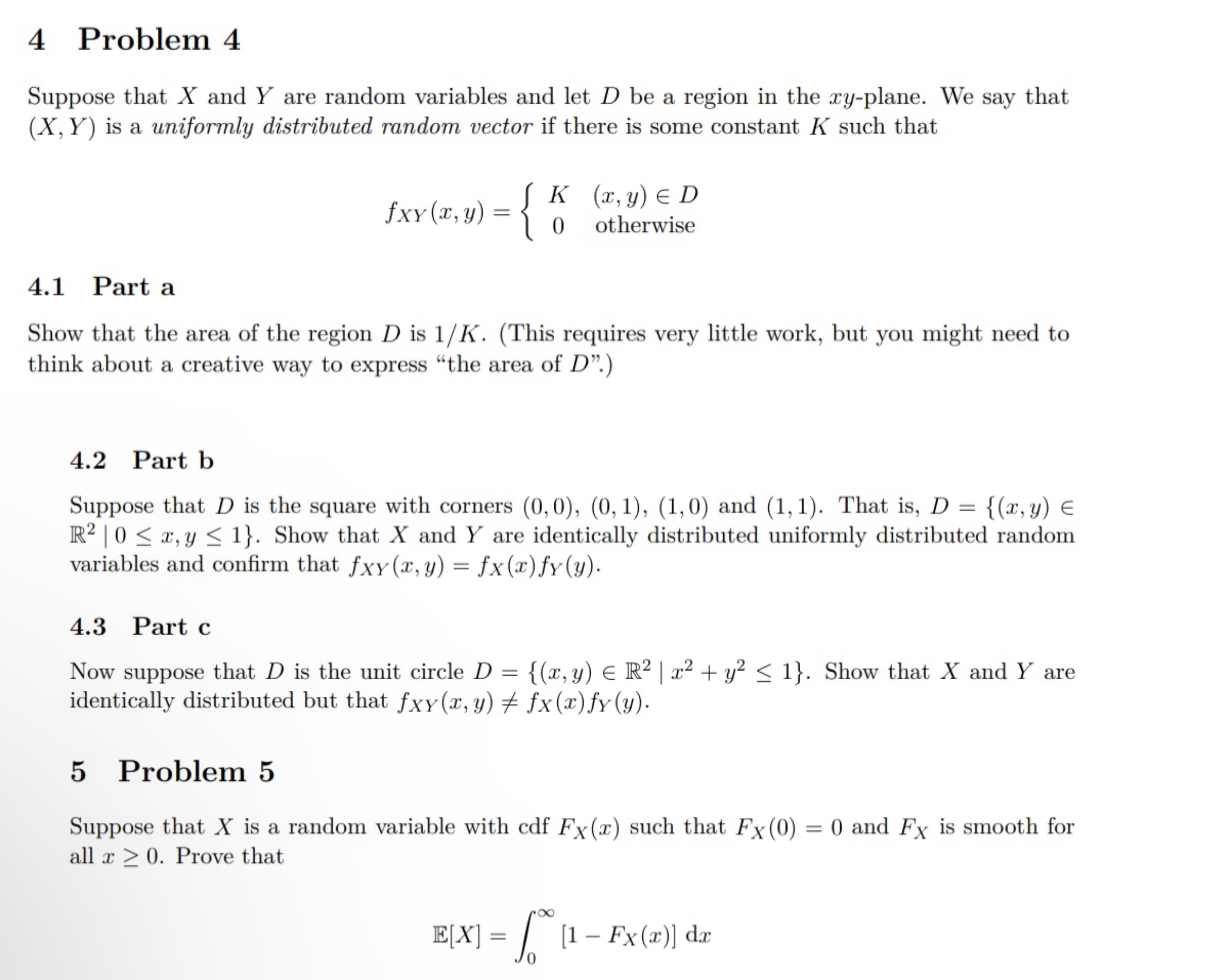 Solved 4 ﻿Problem 4Suppose that x ﻿and Y ﻿are random | Chegg.com