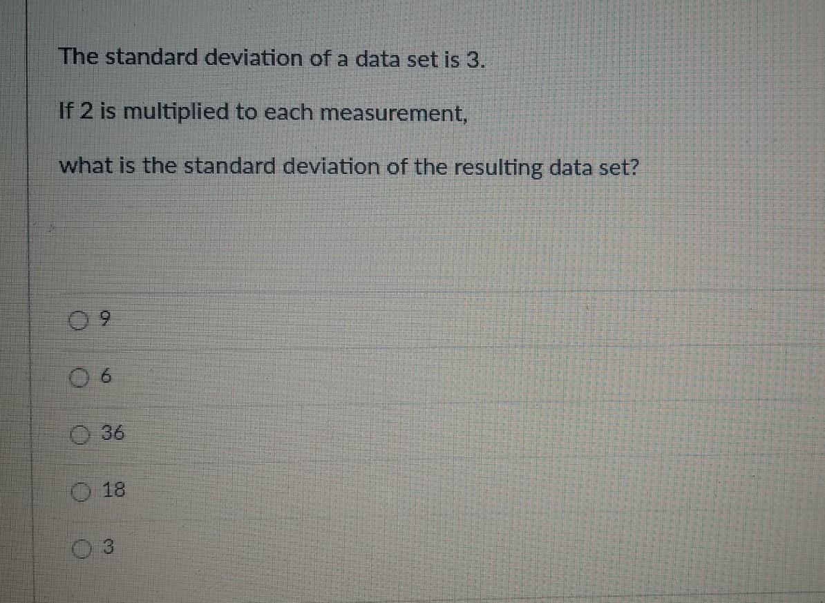 Solved The standard deviation of a data set is 3. If 2 is | Chegg.com