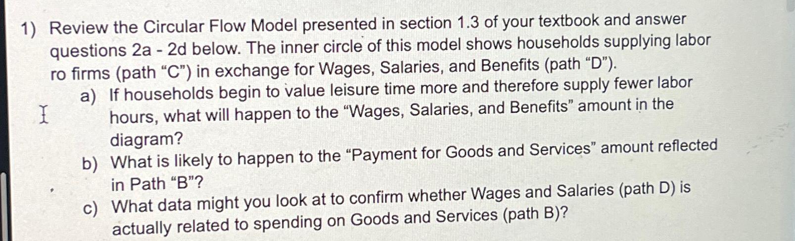 Solved Review the Circular Flow Model presented in section | Chegg.com