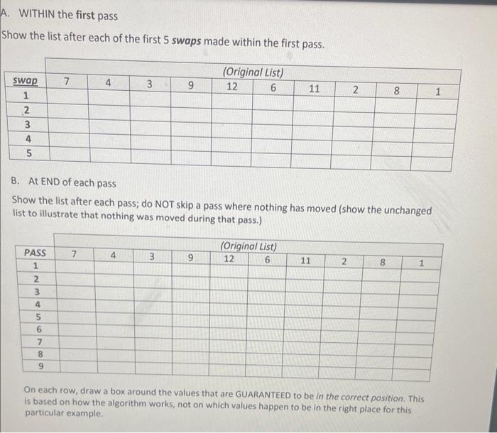 Solved Task: Use each of the algorithms below to sort the | Chegg.com