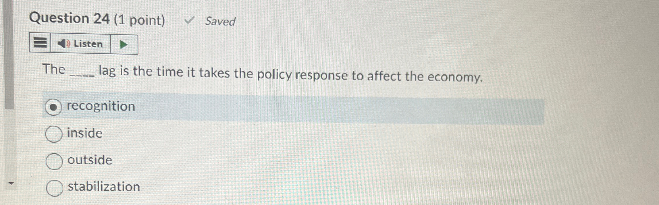 Solved Question 24 (1 ﻿point)SavedThe ﻿lag is the time it | Chegg.com
