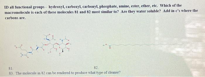 Solved ID all functional groups - hydroxyl, carboxyl, | Chegg.com