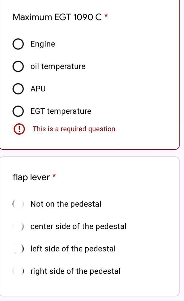 Solved Maximum EGT 1090 C* O Engine O oil temperature O APU | Chegg.com