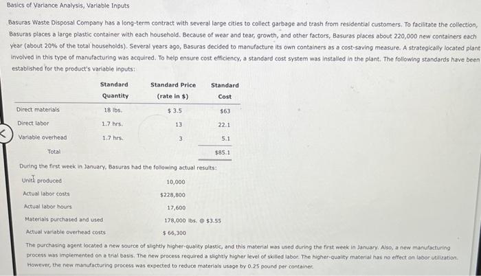 Basics Of Variance Analysis Variable Inputs Basuras 