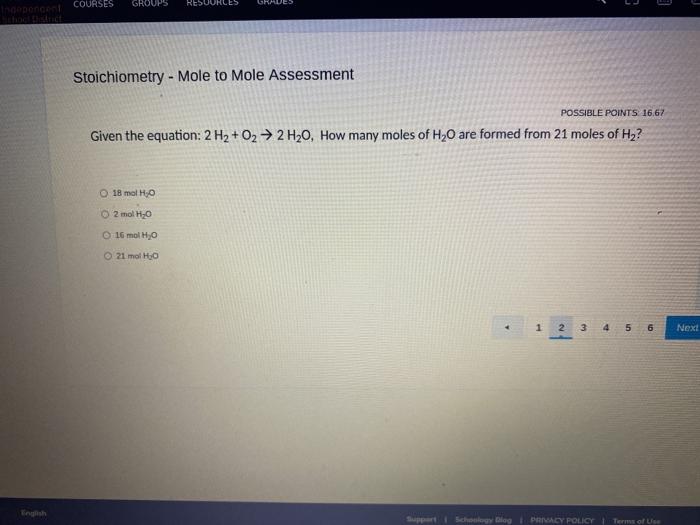 Solved Stoichiometry - Mole to Mole Assessment POSSIBLE | Chegg.com