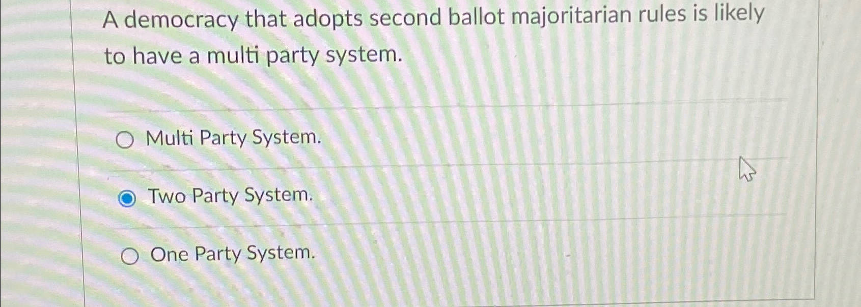 Solved A democracy that adopts second ballot majoritarian | Chegg.com