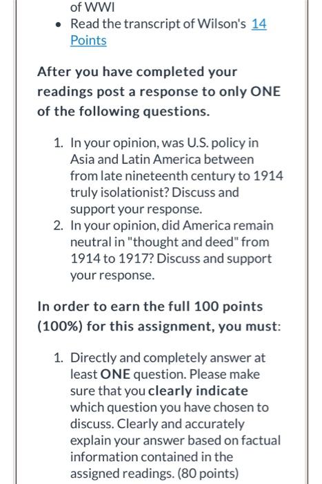 In 1914 Woodrow Wilson proclaimed U.S. neutrality, | Chegg.com