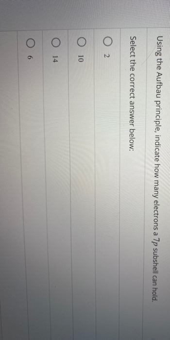 Solved Using the Aufbau principle, indicate how many | Chegg.com