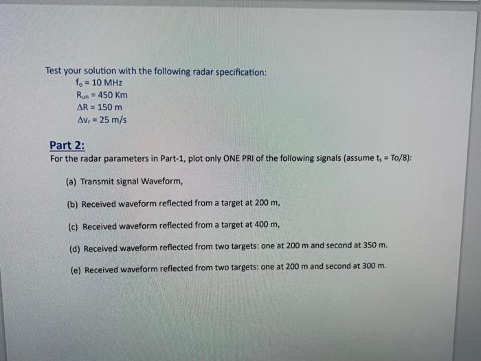 Solved this's a Radar courseplease solve the 2 problems by | Chegg.com
