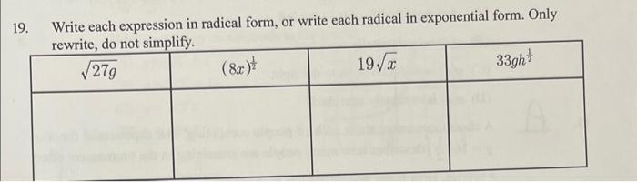 Solved 9. Write each expression in radical form, or write | Chegg.com