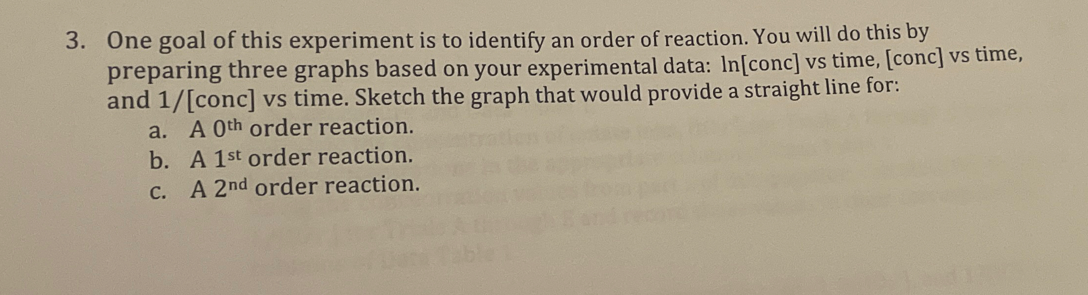 One goal of this experiment is to identify an order | Chegg.com