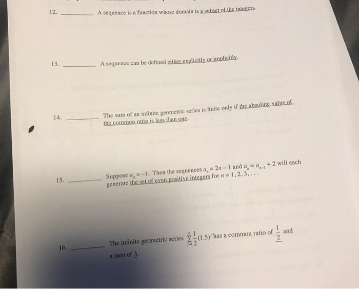 Solved A sequence is a function whose domain is a subset of | Chegg.com