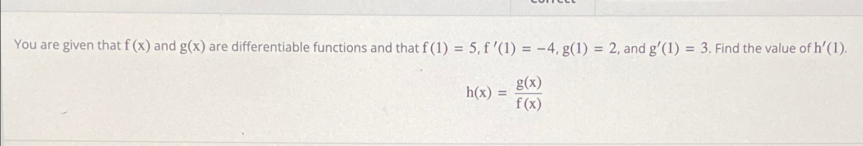 Solved You are given that f(x) ﻿and g(x) ﻿are differentiable | Chegg.com