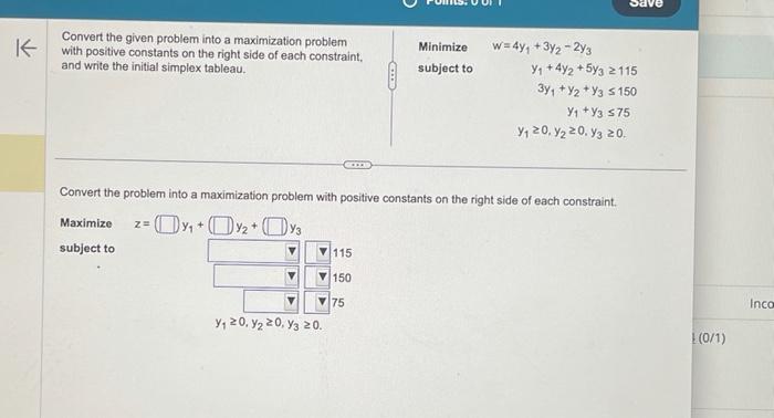 Solved Convert The Given Problem Into A Maximization Problem 0577