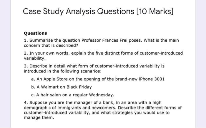 Solved Case Study Analysis Questions [10 Marks] Questions | Chegg.com
