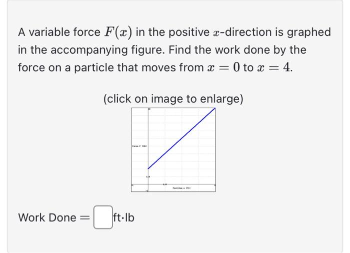 Solved A variable force F(x) in the positive x-direction is | Chegg.com