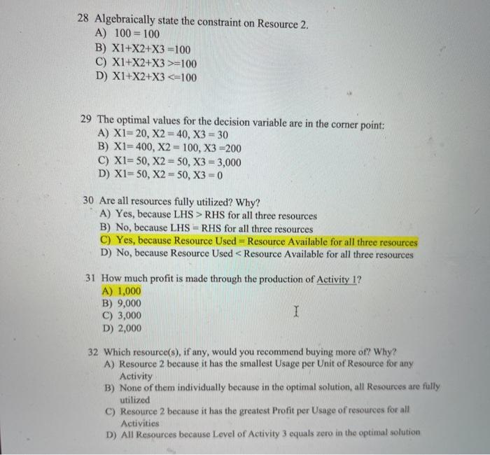 Solved A LP Product Mix problem has been modeled in Excel | Chegg.com