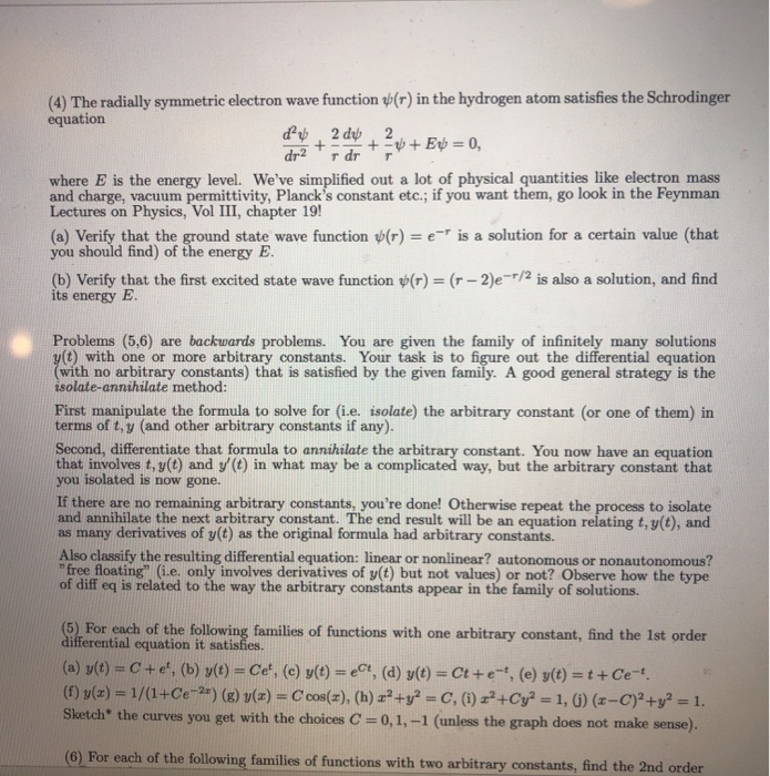 Solved 4 The Radially Symmetric Electron Wave Function R 3016