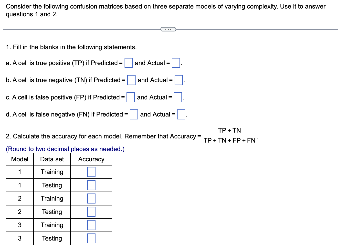 Consider the following confusion matrices based on | Chegg.com