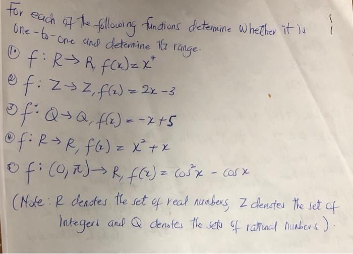 Solved tor each of the following functions determine whether | Chegg.com